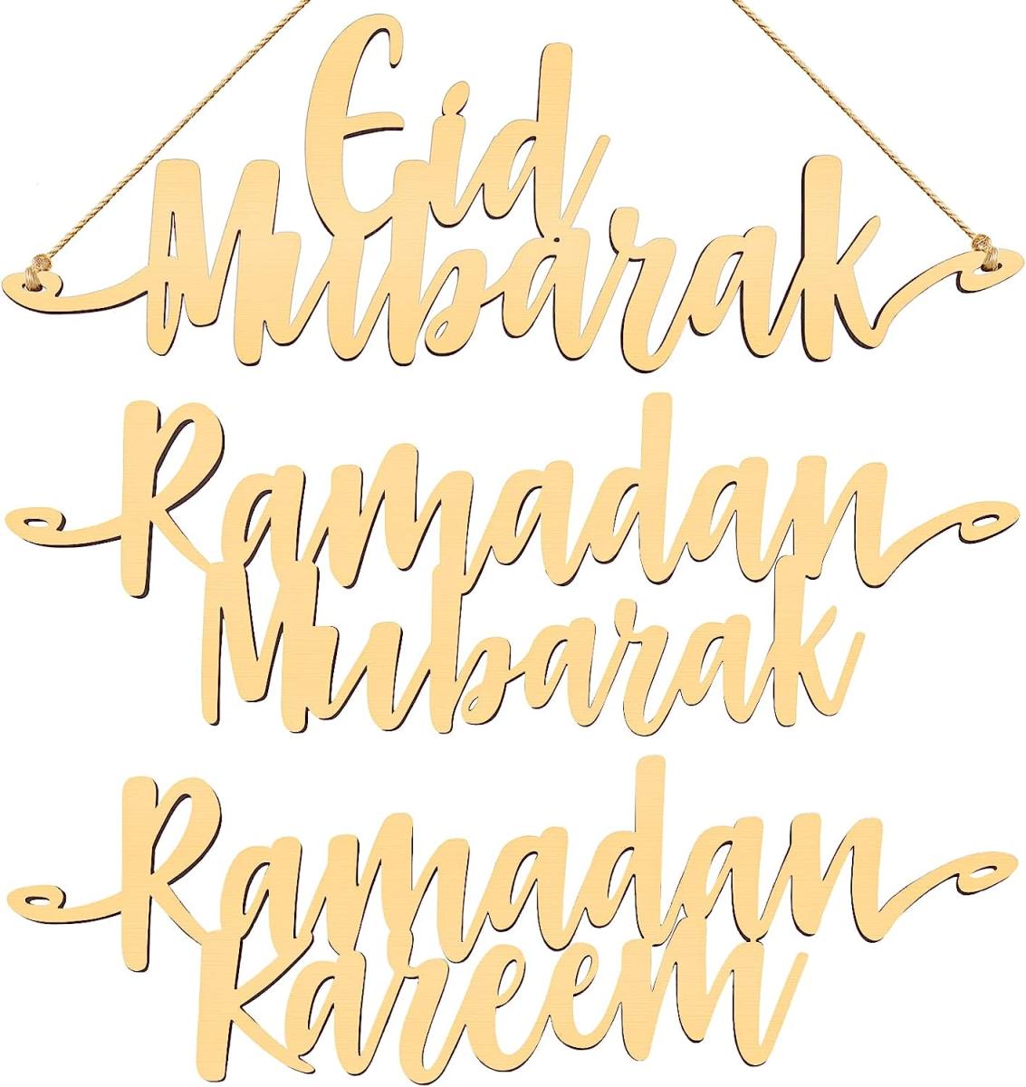 12 Pieces Ramadan Mubarak Wood Sign Eid Place Settings Sign Ramadan ...