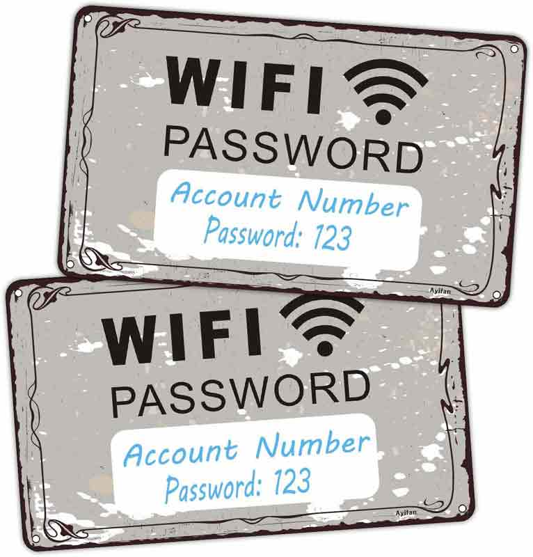 Rustic WiFi Password, Signs, Gray, Aluminium, 2 Pack, 10x6 in - Best ...