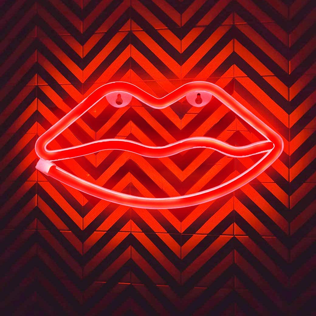 Lips Wall Signs, LED Neon, Wall Decoration, Plastic, Red - Best Price Arts