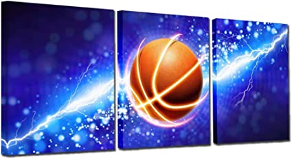 3-Panel Basketball Painting, Wall Art, Canvas, Blue, 12x16 inch - Best ...