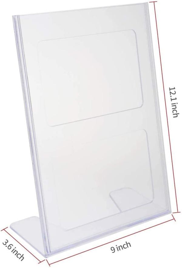 A4 Acrylic Sign Holder, 5 pcs L-Shaped Display Stand Clear Menu Holders ...