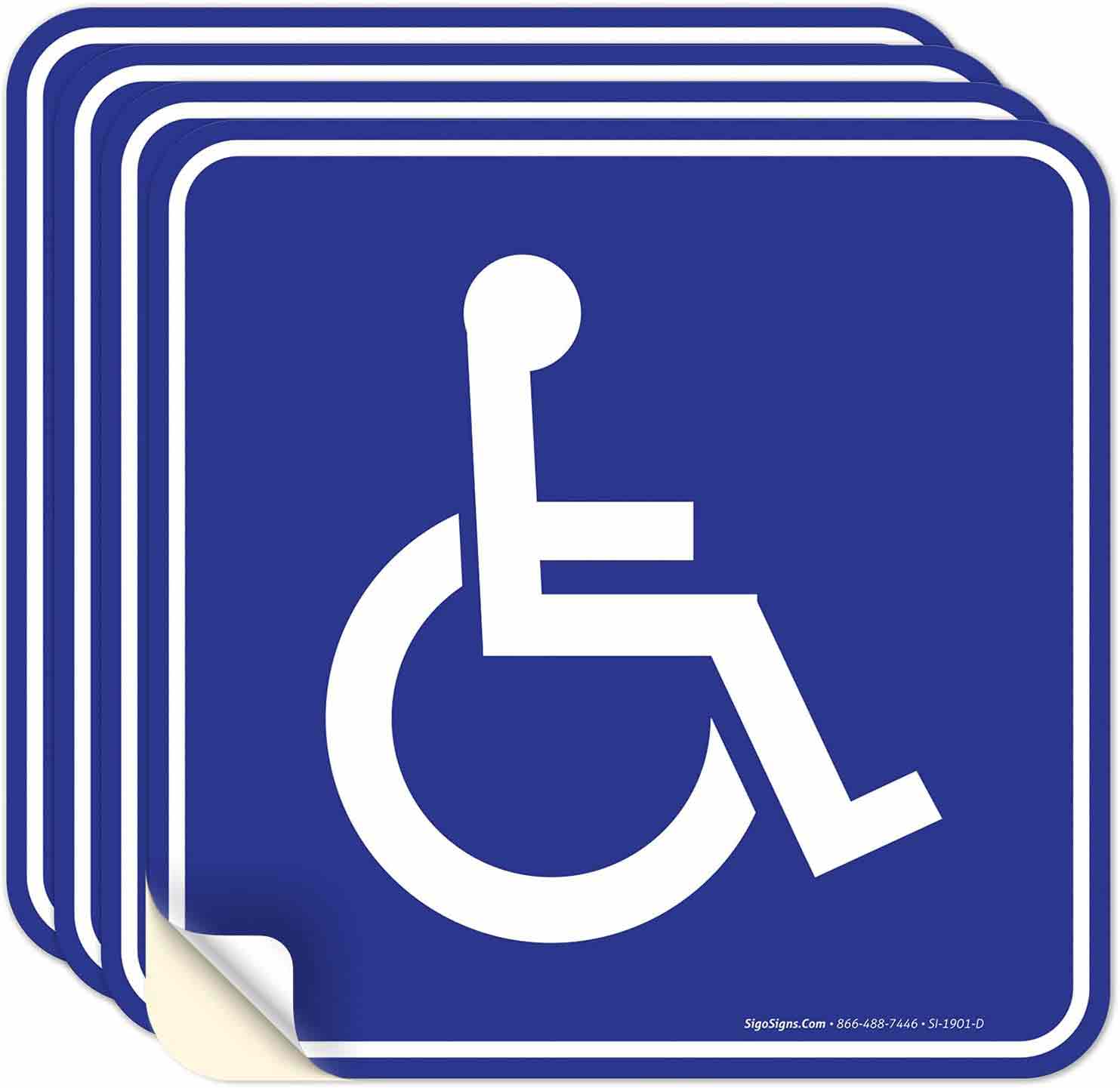 Handicap Stickers - Disabled Wheelchair Sign, 5.5 x 5.5 inch, 4 Mil ...