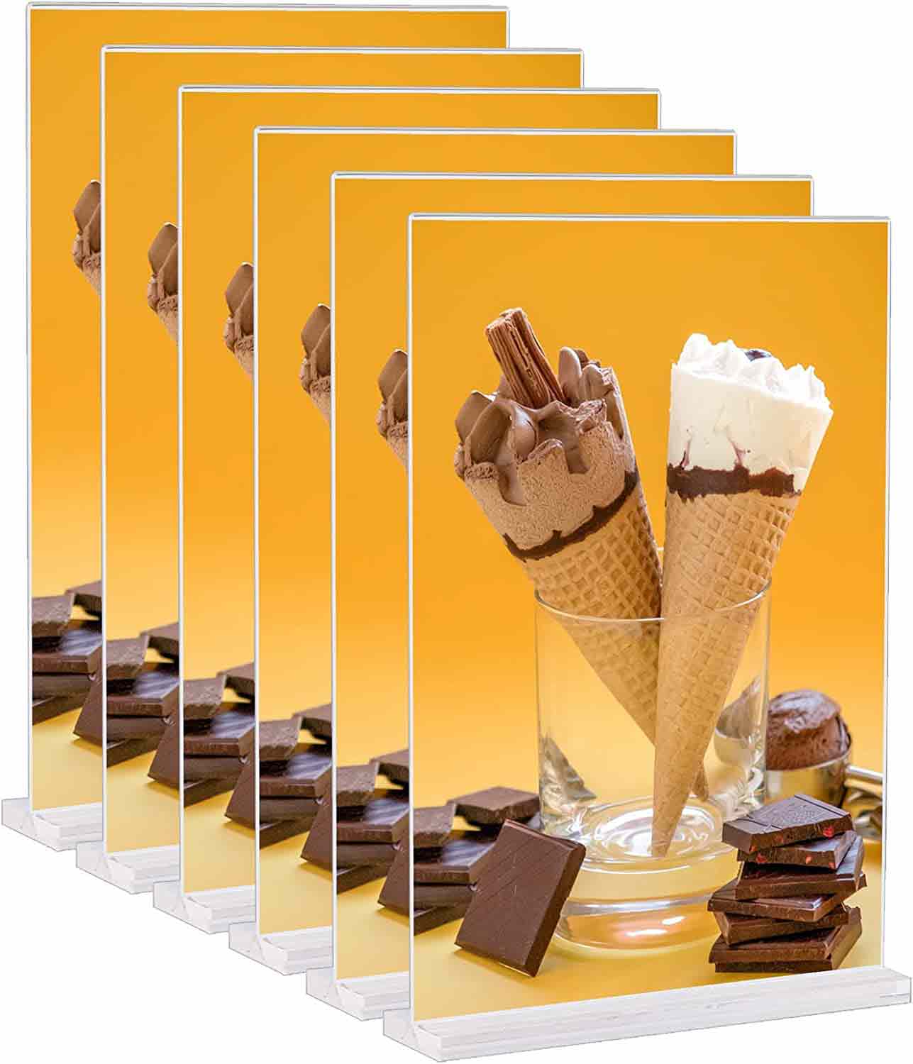 Acrylic Sign Holder, T-Shape, Clear Base, Clear A5 Table Stands Double ...