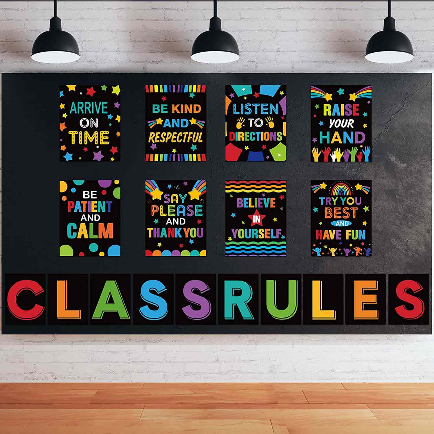Classroom Rules Poster Classroom Rules Bulletin Board Posters Set Back ...