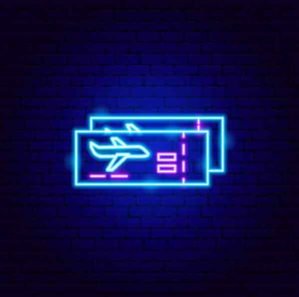 Air Ticket Neon Light, Vacation, Travel, Plane, Multicolour, LED - Best ...