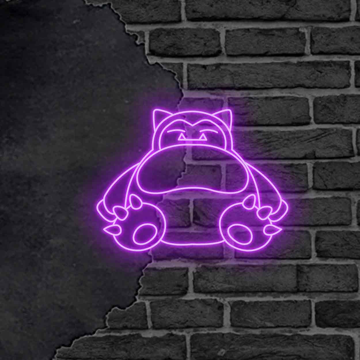 Snorlax Neon Light, Pokemon, Cartoon, Anime, Purple, LED - Best Price Arts
