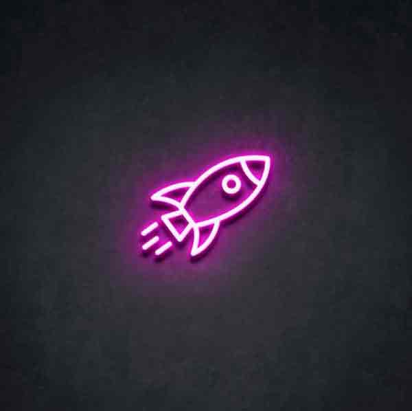 Rocket Neon Light, Space, Kids Room, Pink, LED - Best Price Arts