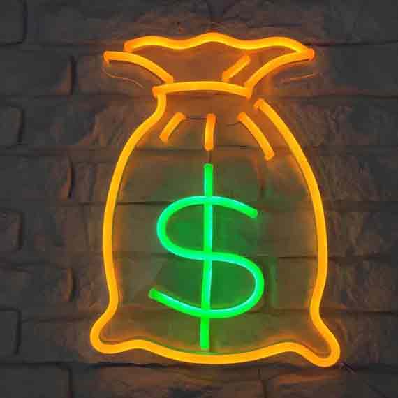 Money Bag Neon Light, Multicolour, LED - Best Price Arts