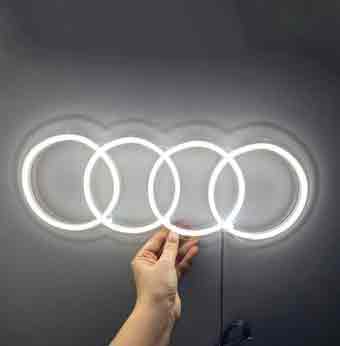 Audi Logo Neon Light, Office, Car Logo, White, LED - Best Price Arts