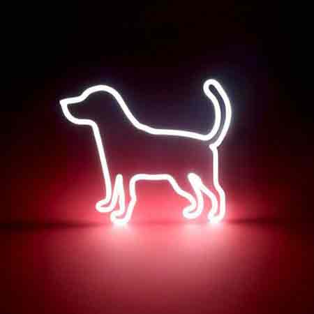 Dog Neon Light, Pet Shop, Kids Room, White, LED - Best Price Arts