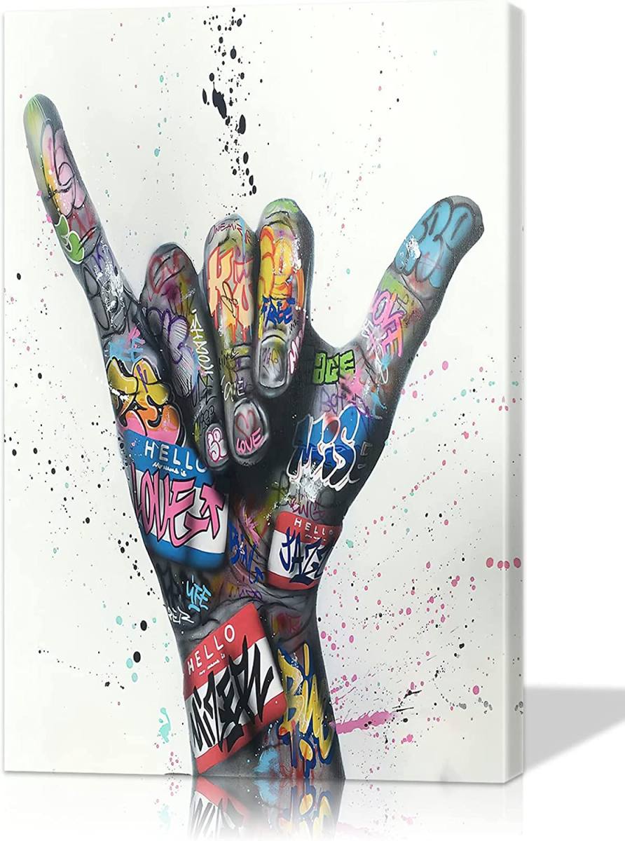 Pop Art Poster Shaka Sign Gesture Colorful Wall Art Graffiti Art Canvas ...