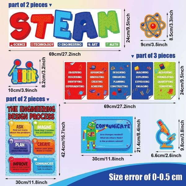 64 Pcs Stem Steam Science Posters Classroom Bulletin Board Decorations ...