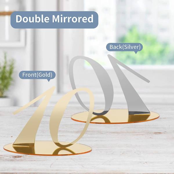 1-15 Acrylic Table Number Decoration Gold Mirror Table Number Signs ...
