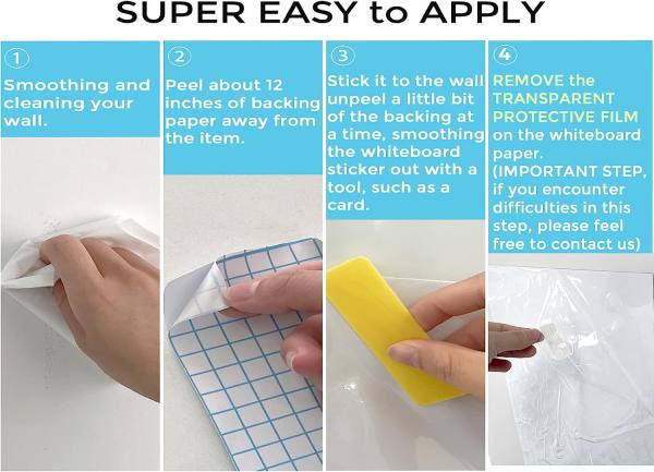 White Board Dry Erase, White Board Stick on Wall, 35.4x78.7 Inches Dry ...