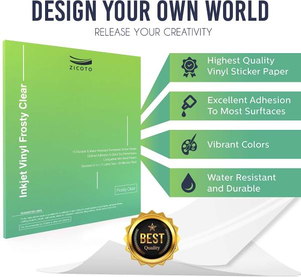 Premium Printable Vinyl Sticker Paper for Your Inkjet and Laser Printer ...