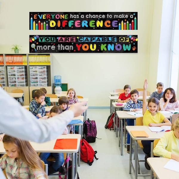2 Pack Motivational Classroom Banner Poster Positive Banner ...