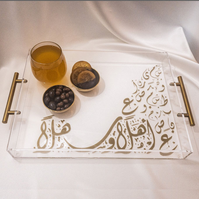 30 x 40 cm acrylic serving tray, trays, housewarming, calligraphy ...